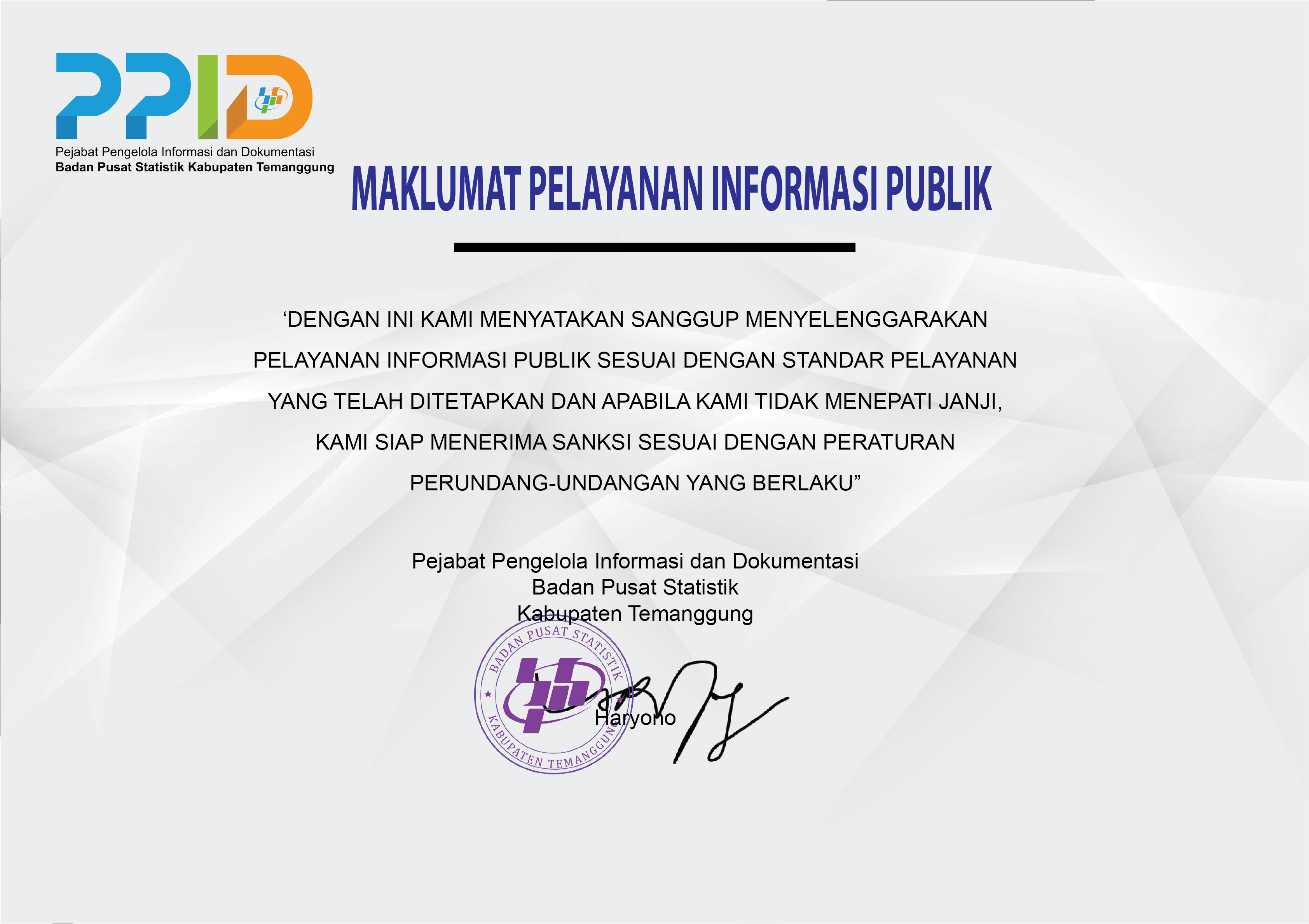 Standar Layanan Informasi Publik - Portal PPID BPS RI